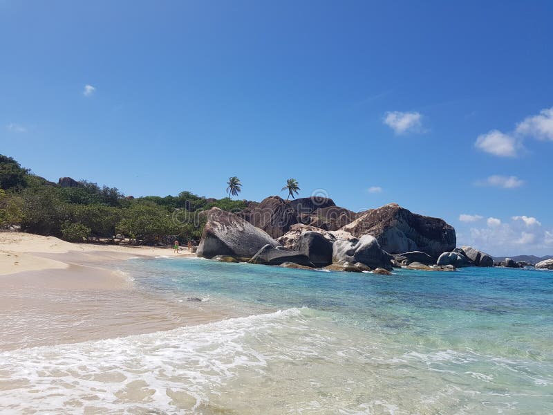 The Baths Beach Virgin Gorda Stock Photo - Image of ocean, deserted ...