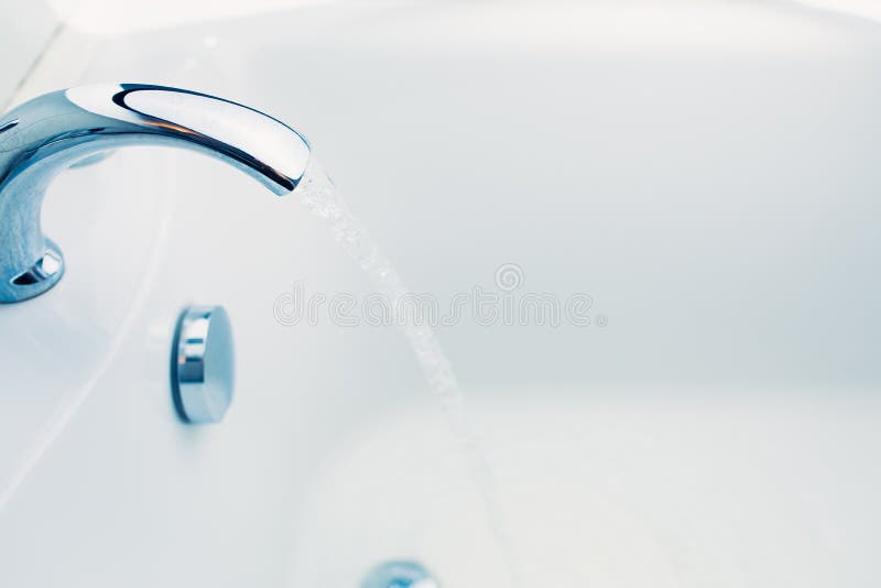 Bathtub Faucet with Flowing Water Stock Image - Image of design ...
