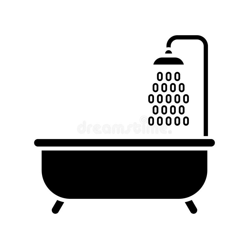Bathtub Icon. Bathtub with Shower for Hygiene and Relaxation Stock ...