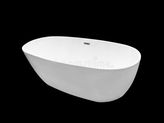Bathtub Isolated on Black Background. Empty Ceramic Bathtub Isolated ...