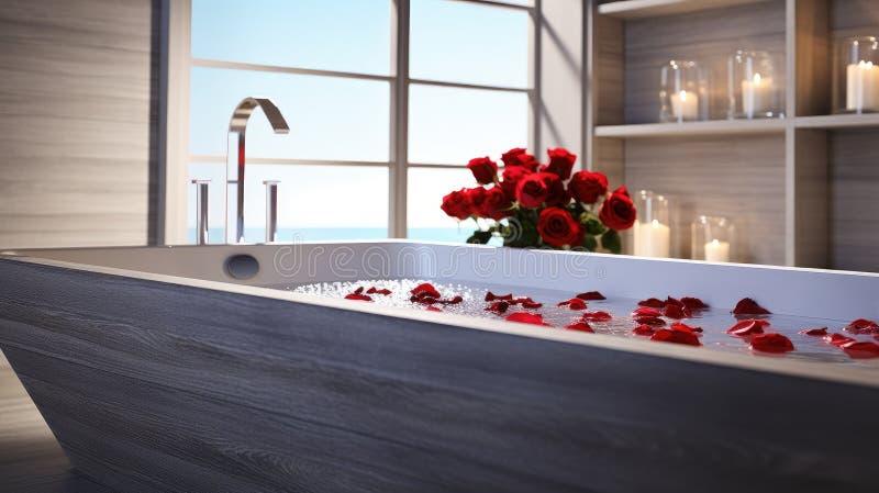 Bathtub with Red Roses Romantic AI Generated Stock Image - Image of ...