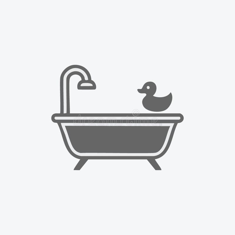 Bathtub Shower Duck Icon. a Simple Icon Depicting a Bathtub, Shower, and Duck for Bathroom Decor ...