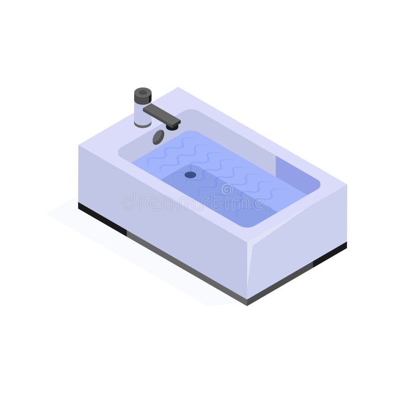 Bathtub Unique Isometric Style Icon, Ready To Use Vector Stock ...