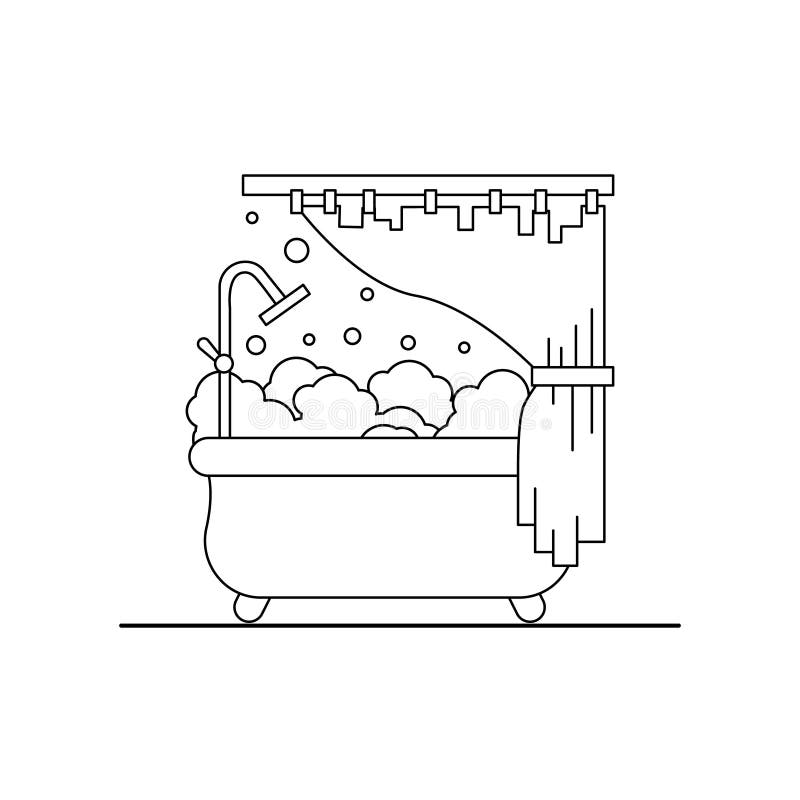 Bathtub Vector Flat Icon. Bathroom Outline Illustration. Stock Vector ...