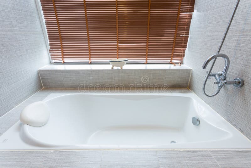 Bathtub White Ceramic and Wood Texture Interior Luxury Stock Photo ...