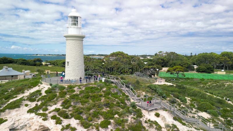Bathurst Lighthouse in Rottnest Island, Aerial View Stock Video - Video ...