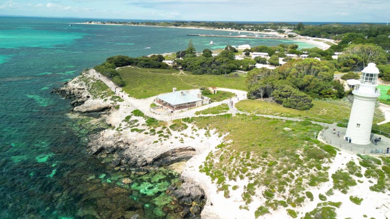 Bathurst Lighthouse in Rottnest Island, Aerial View Stock Video - Video ...