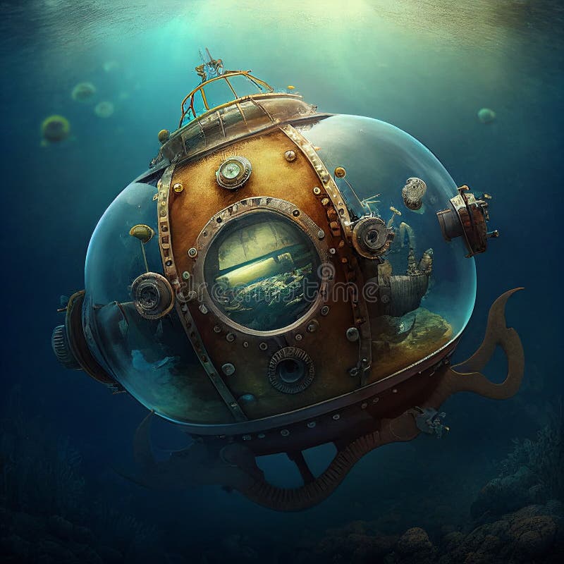 Bathyscaphe Exploration of the Underwater World Stock Illustration ...