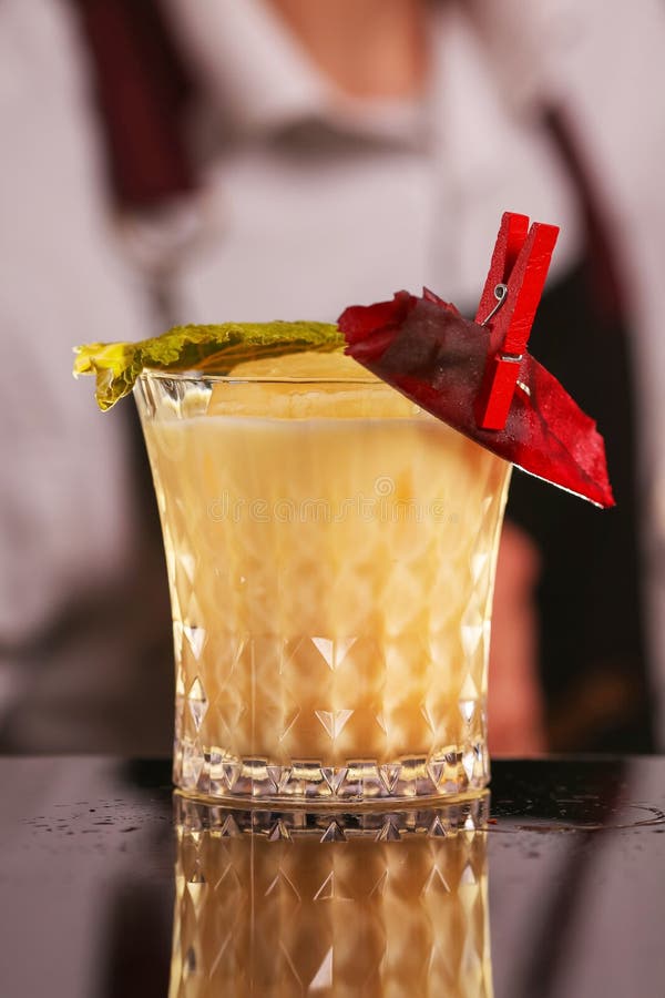 Batida Cocktail Drink with Mint Making by Bartender Stock Photo - Image ...