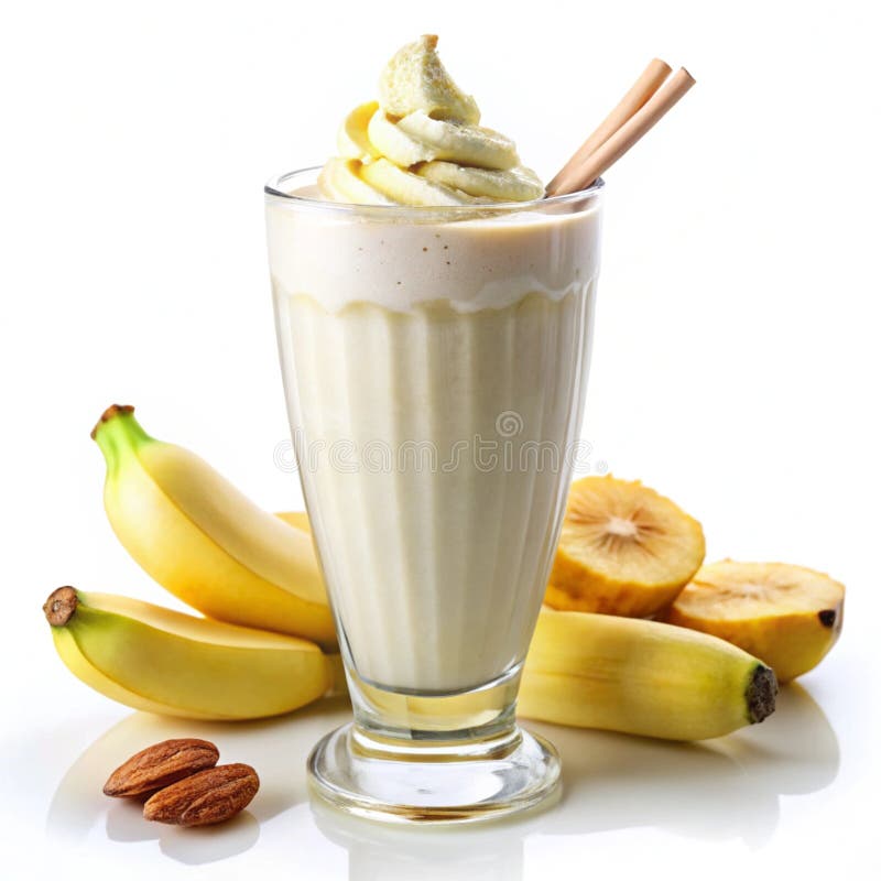 Batida de banana ilustração stock. Ilustração de leite - 357909133