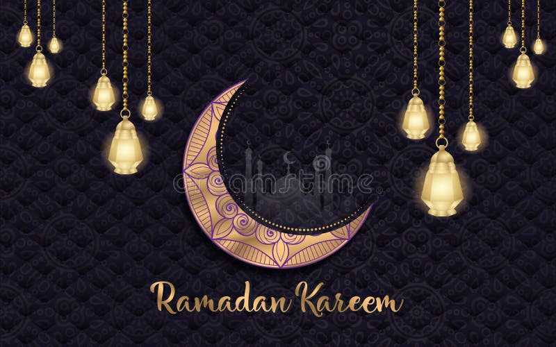Ramadan Kareem Islamic Background with Mosque Shadow and Batik Pattern ...