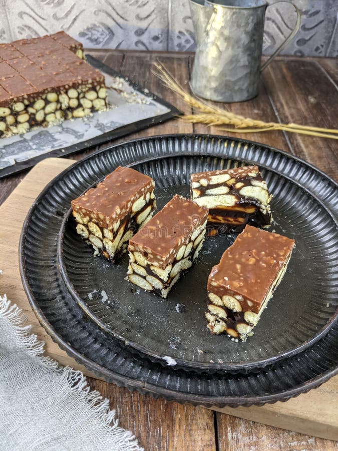 Batik Cake Made by Mixing of Biscuits and Chocolate Stock Image - Image ...