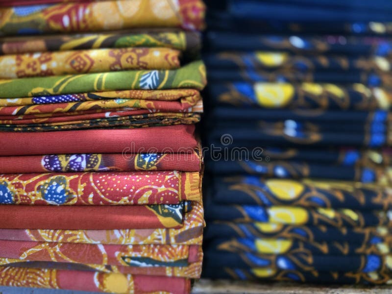 Batik Clothes Folded and Ready To Use Stock Photo - Image of city ...