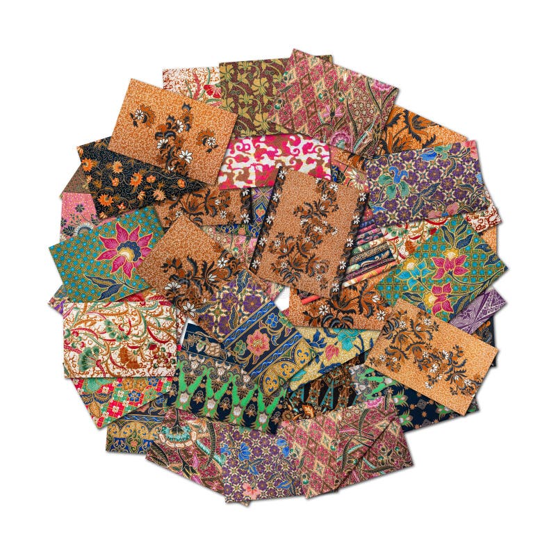 Batik Collage in Round Shape Stock Image - Image of pattern, floral ...