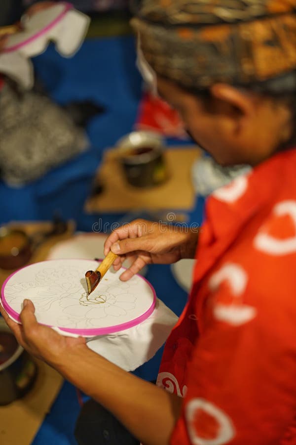 Batik Craftsmen Making Batik at an Exhibition in Semarang City October ...