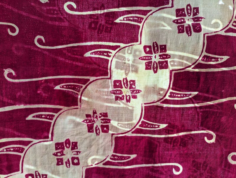Batik Fabric with a Classic Maroon and White Pattern, Featuring an ...