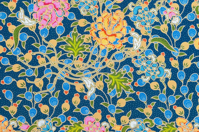 Batik with Flowers and Leaves Patterns Stock Illustration ...