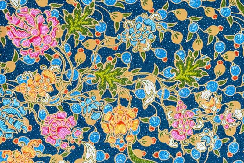 Batik with Flowers and Leaves Patterns Stock Illustration ...