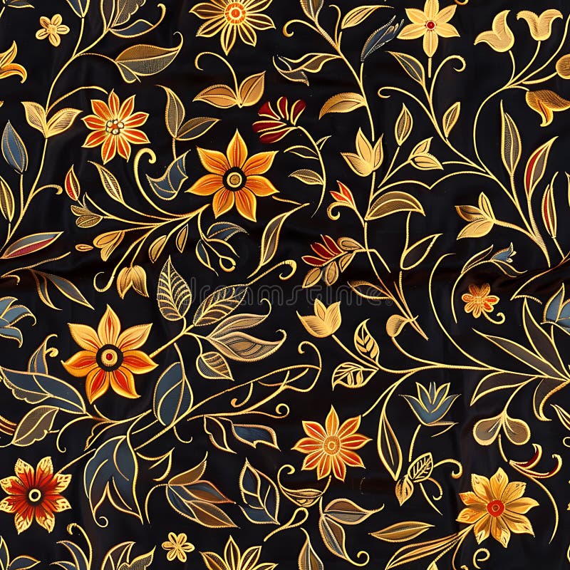 Batik Inspired Floral Seamless Tile Stock Illustration - Illustration ...