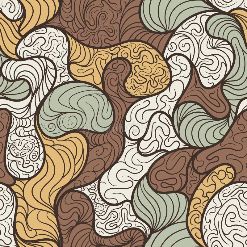 Batik Pattern with Waves of Smooth, Abstract Thin Lines Stock ...