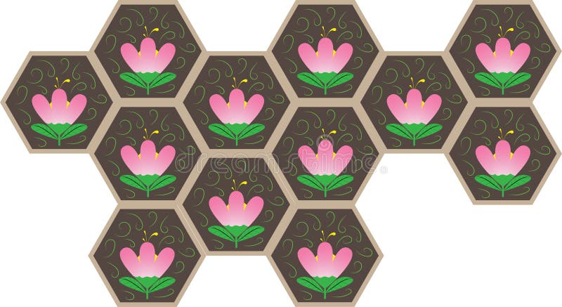 Batik Seamless Pola Hexagon Dengan Bunga Melati Mekar Stock Vector ...