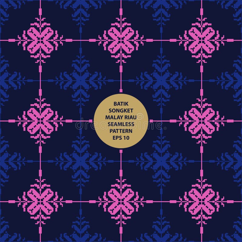 Batik Songket Riau Malay Seamless Pattern Navy Background Stock ...