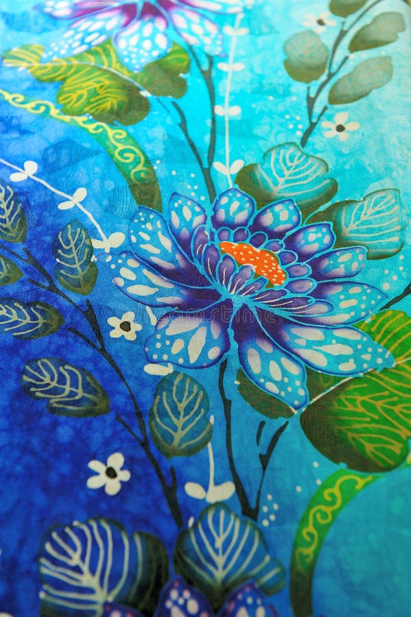 Batik style floral fabrics stock photo. Image of decorations - 13506558