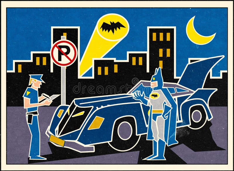 Batman Being Fined by a Cop Editorial Photo - Illustration of night ...