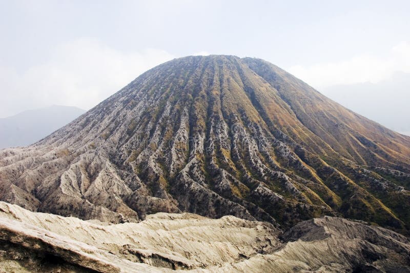 Batok Cone and Its Deep Radial Erosion Gullies Stock Photo - Image of ...