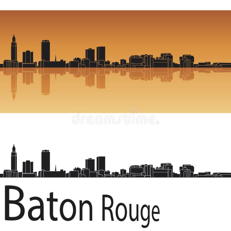 Baton Rouge Skyline in Orange Background Stock Vector - Illustration of ...