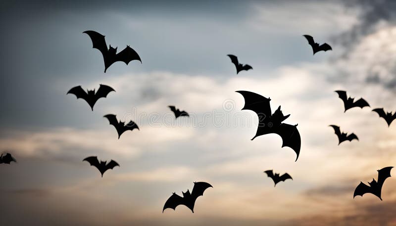 Bats Flying in the Evening Sky Stock Photo - Image of twilight, dark ...