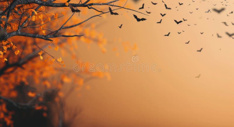 Bats Flying in Fall Sky stock image. Image of sunset - 328411537