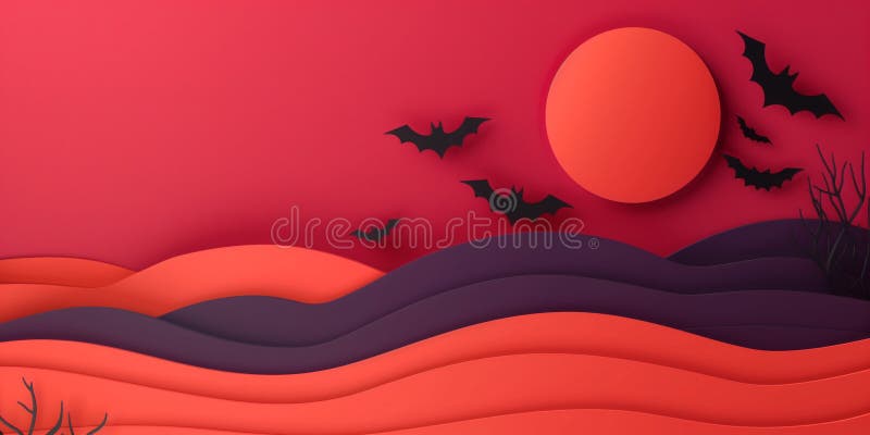 Bats Flying Over a Large, Red Full Moon in a Dark Night Sky Stock Image ...