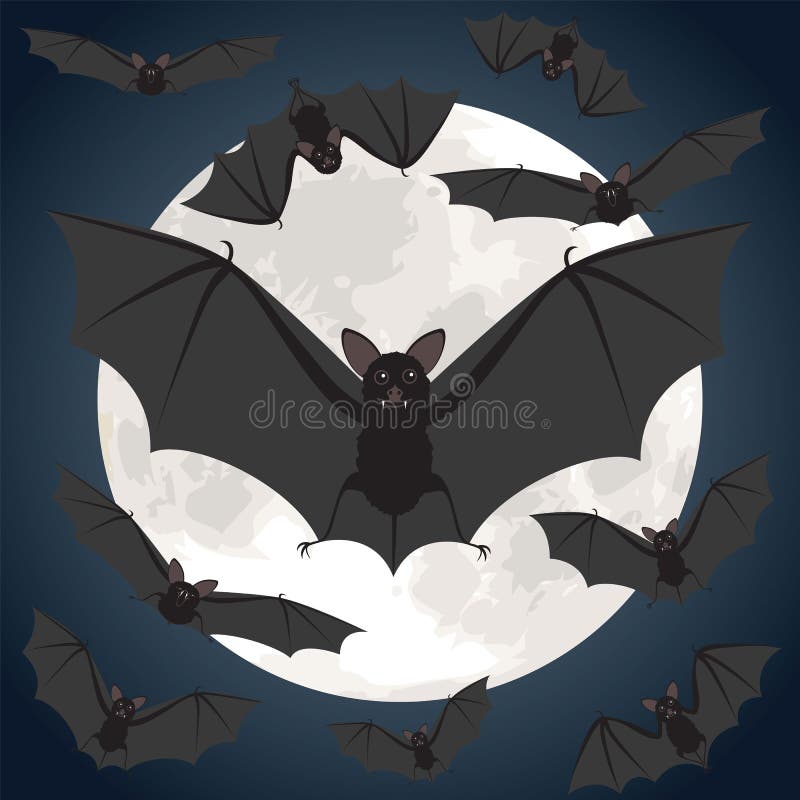 Bats flying over moon stock vector. Illustration of dracula - 33544850