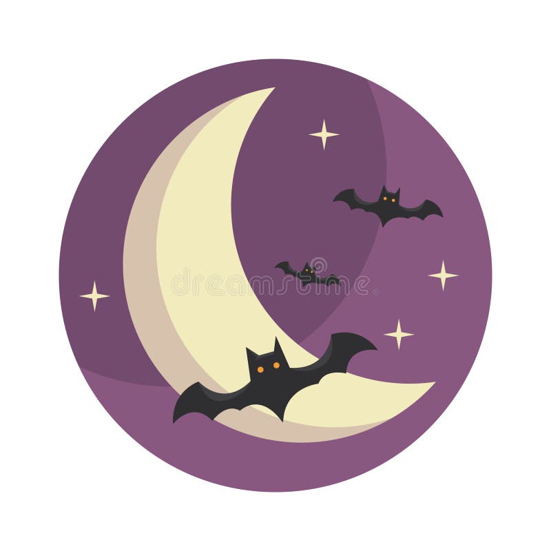 Bats Flying Over Moon. Vector Illustration Decorative Design Stock ...
