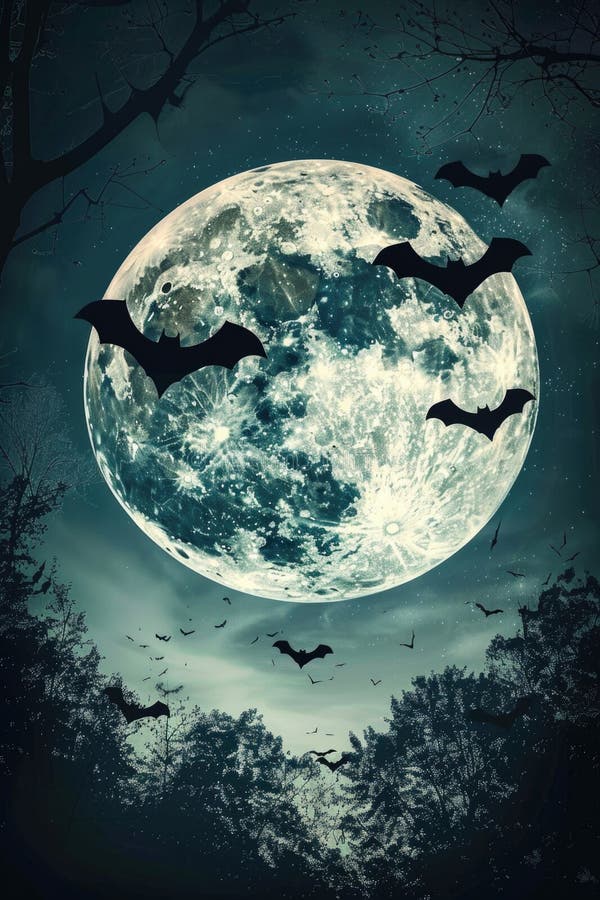 Group Bats Under Full Moon Stock Photos - Free & Royalty-Free Stock ...