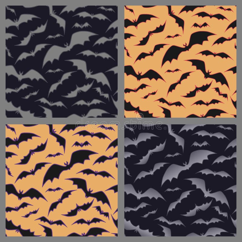 Bats Pattern for Halloween. Set of Seamless Background with Bats. Stock ...
