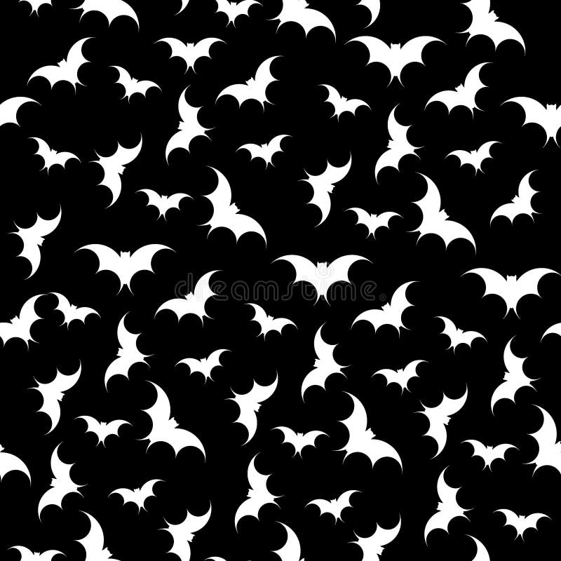 Bats Seamless Background. Halloween. Vector Silhouette Texture. Stock ...