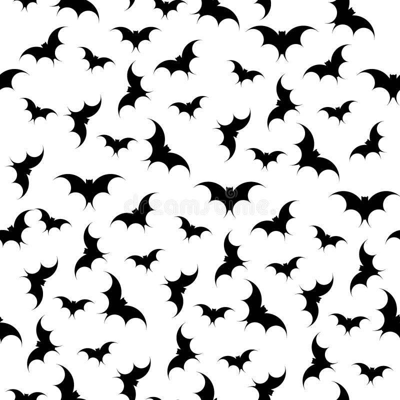 Bats Seamless Background. Halloween. Vector Silhouette Texture. Stock ...