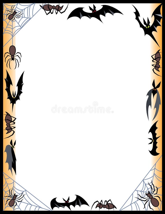 Bats and Spiders Border stock illustration. Illustration of eerie ...