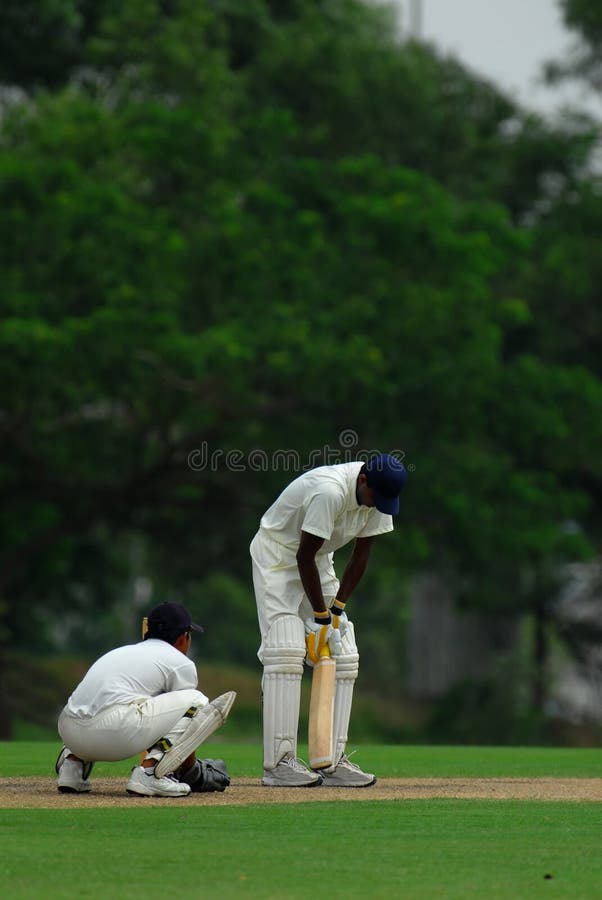 Cricket Batsman and a Catcher Stock Image - Image of keeper, bowling ...