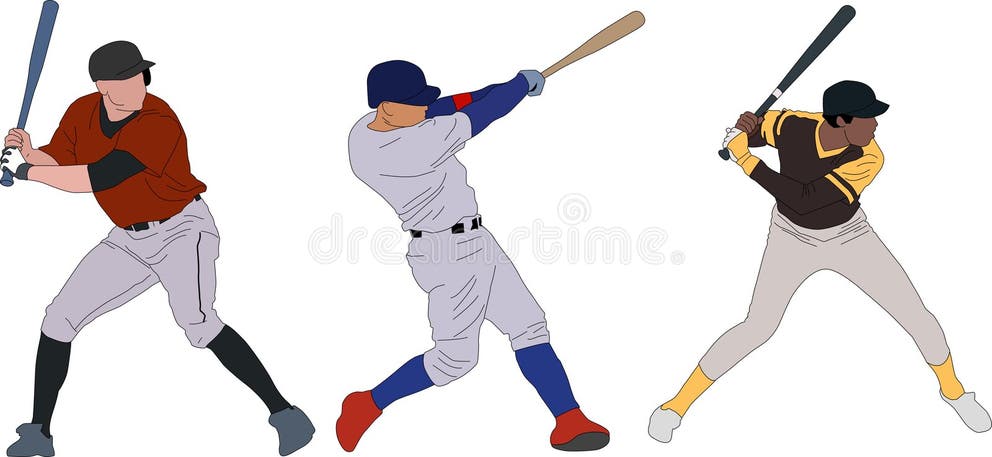 Batter Baseball Pose Vector Flat Illustration Stock Vector ...