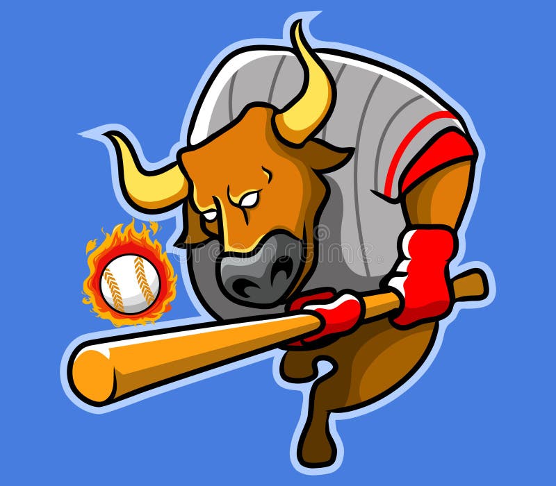 Bull with baseball bat. stock vector. Illustration of person - 71748549