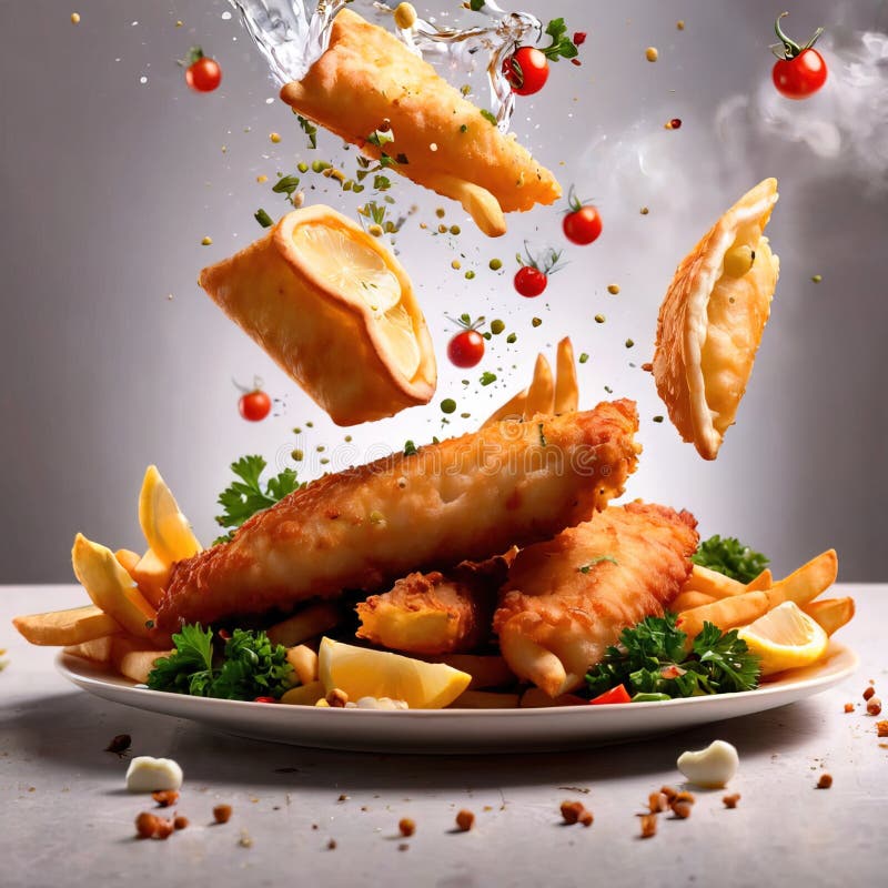 Batter Fried Fish and Chips, Traditional British Cuisine Stock ...