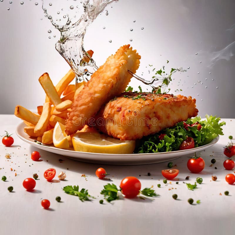 Batter Fried Fish and Chips, Traditional British Cuisine Stock ...