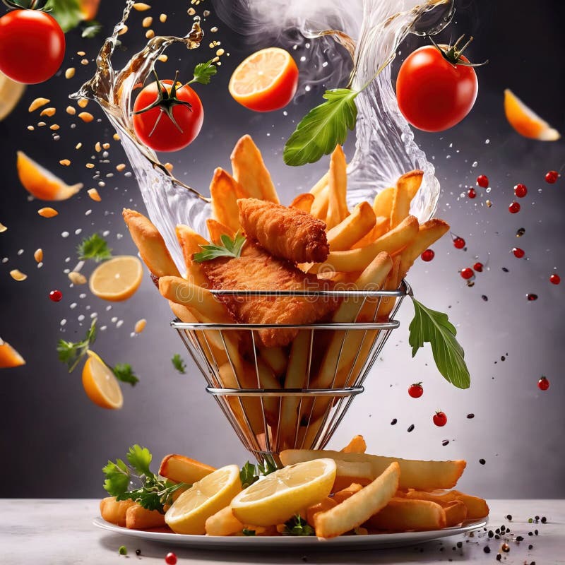 Batter Fried Fish and Chips, Traditional British Cuisine Stock ...