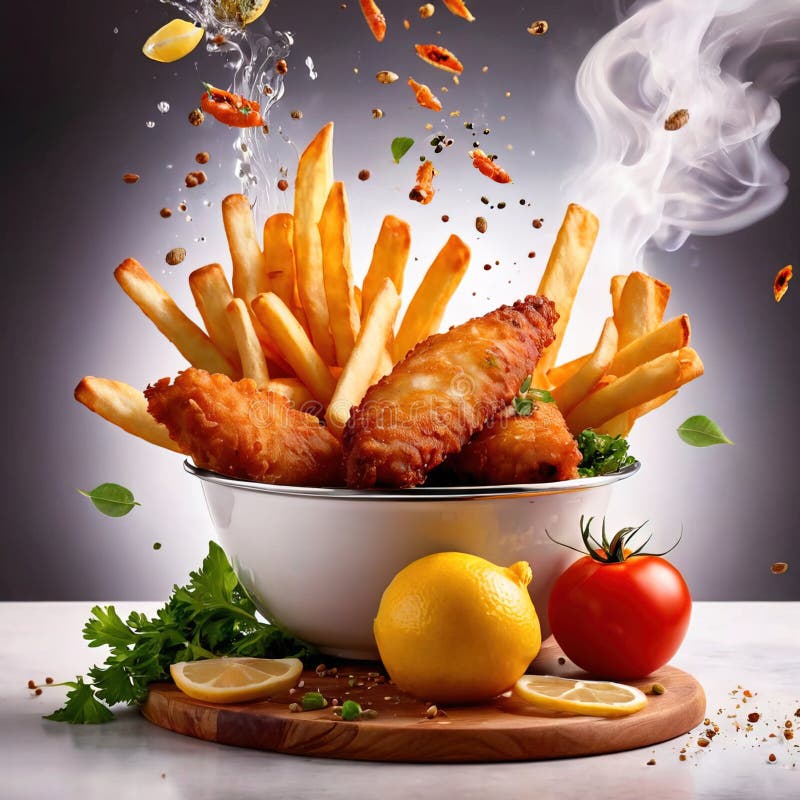 Batter Fried Fish and Chips, Traditional British Cuisine Stock ...