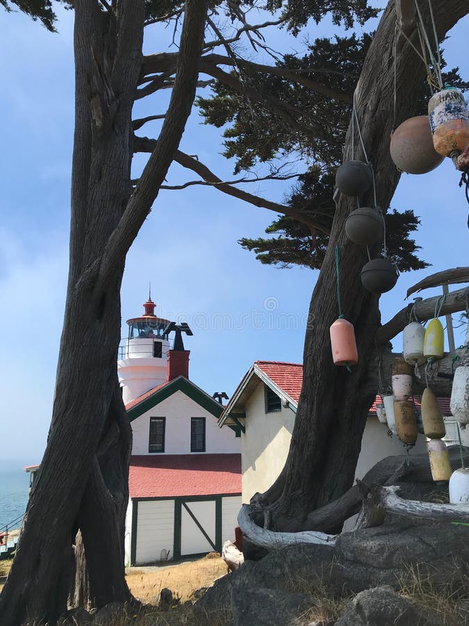 Batter Point Light House Floats and Trees Stock Image - Image of park ...