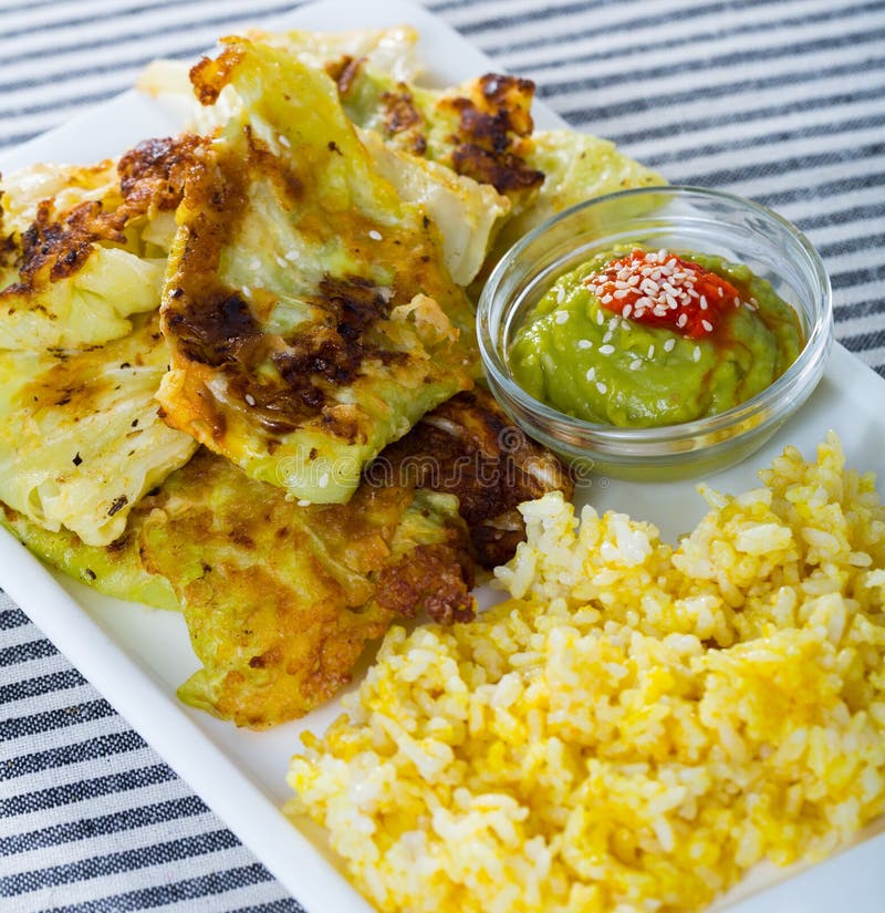 Battered cabbage with rice stock image. Image of rustic - 209270653