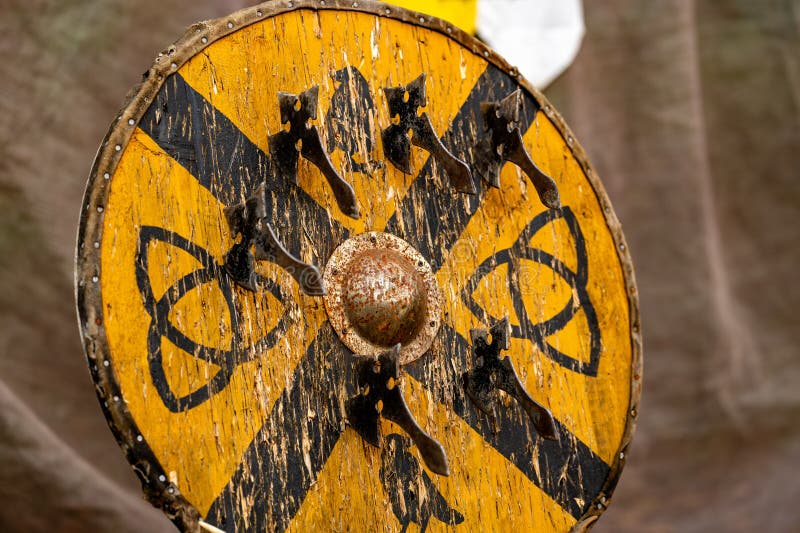 A Battered and Dirty Shield with a Celtic Cross on it Stock Photo ...